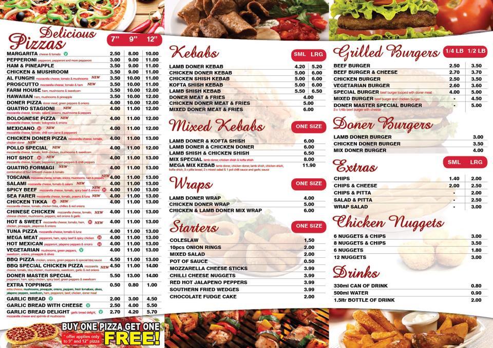 Menu at Doner Master restaurant, Shepshed
