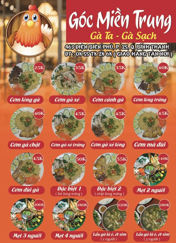 Menu at Góc Miền Trung - Cơm gà Phú Yên restaurant, Ho Chi Minh City ...
