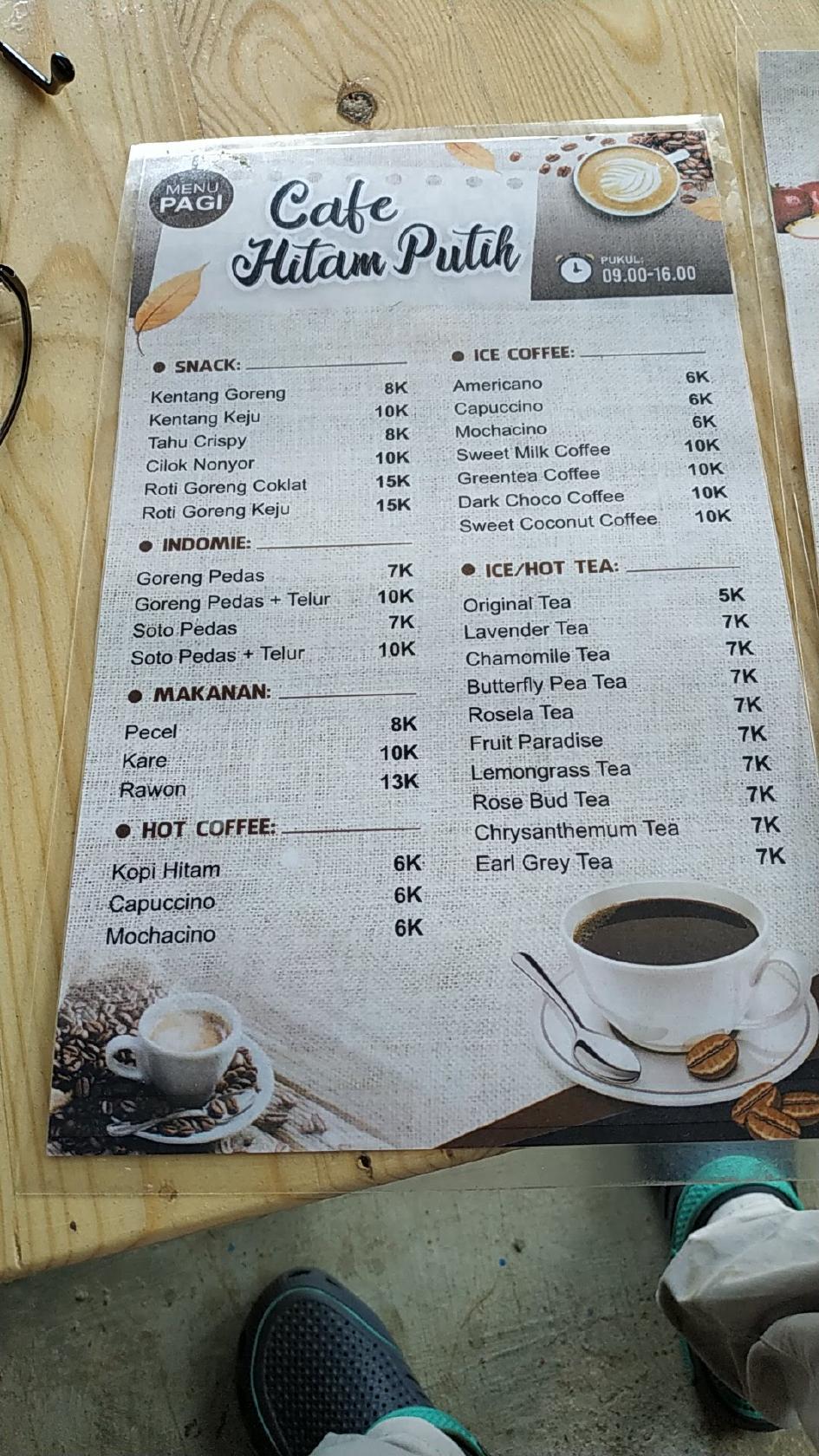 Menu at Hitam Putih Cafe, Malang