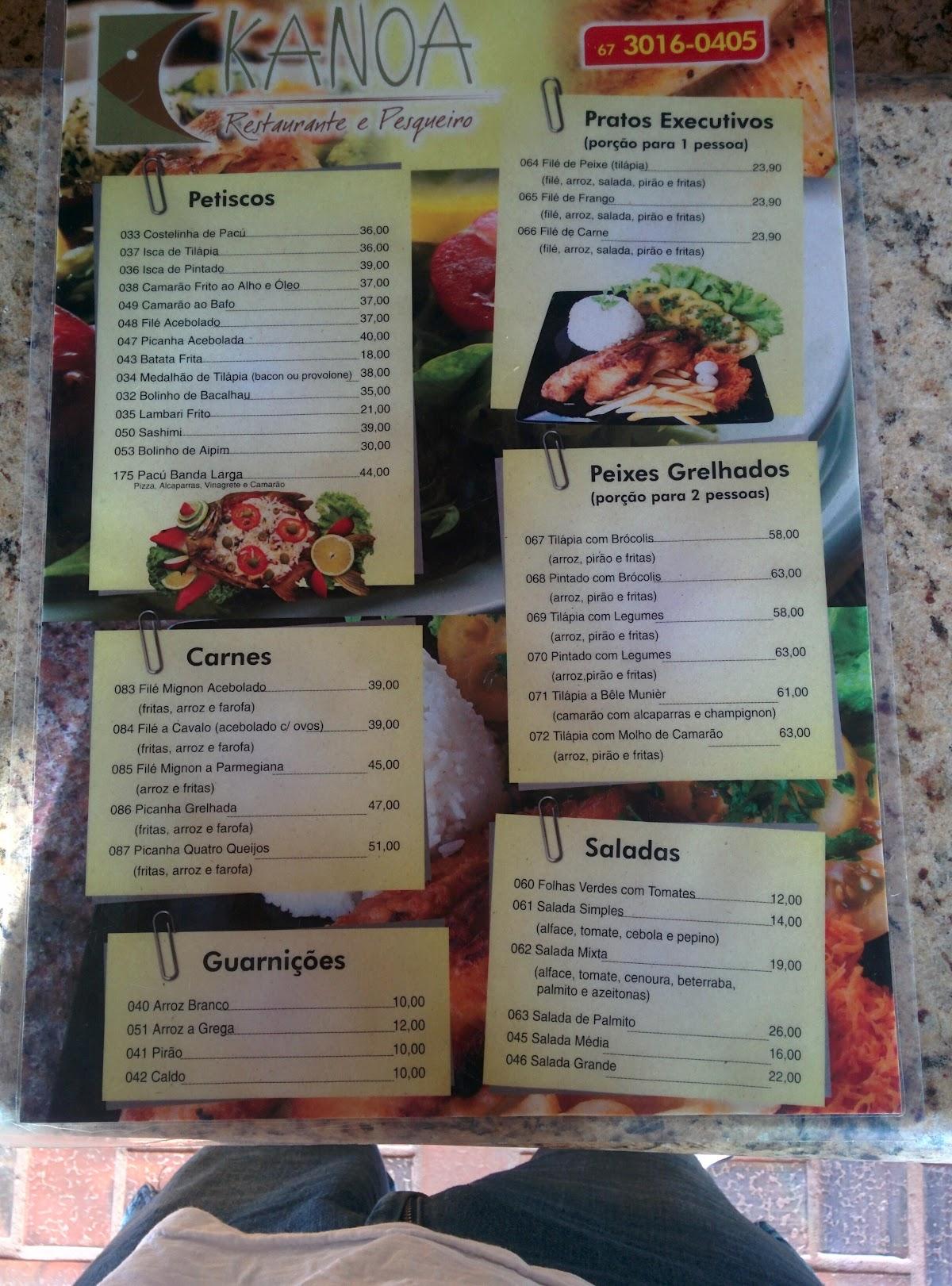 Menu em Kanoa Restaurante e Pesqueiro, Dourados