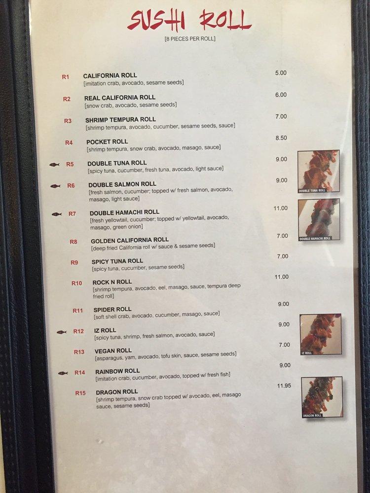 Menu at Oba Japanese Kitchen restaurant, Sacramento