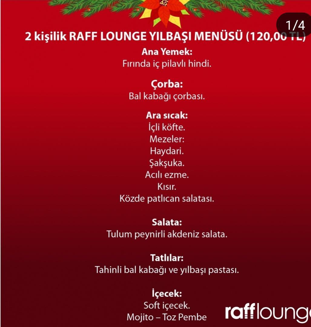 Menu at Raff Lounge, Istanbul