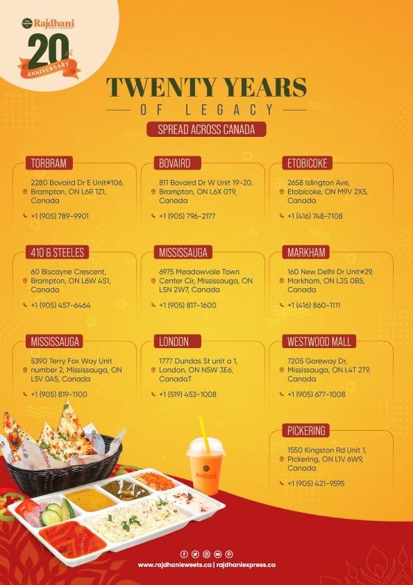 Menu at Rajdhani Indian Sweets & Restaurant, Brampton, Bovaird Dr E ...
