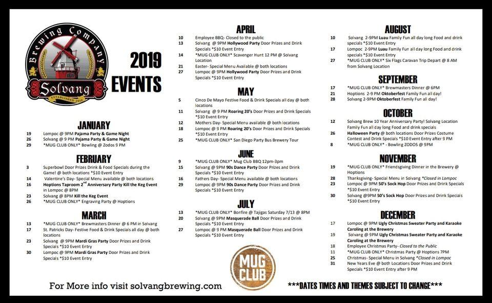 Menu at Solvang Brewing Company pub & bar, Solvang