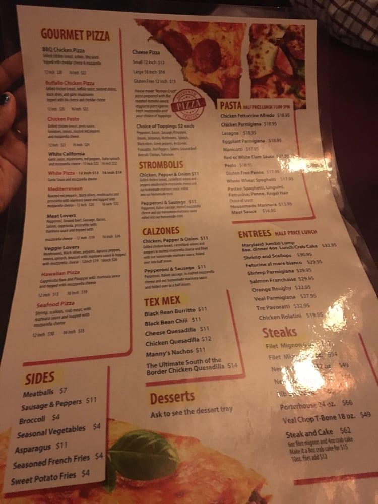 Menu at Supano's Restaurant, Baltimore