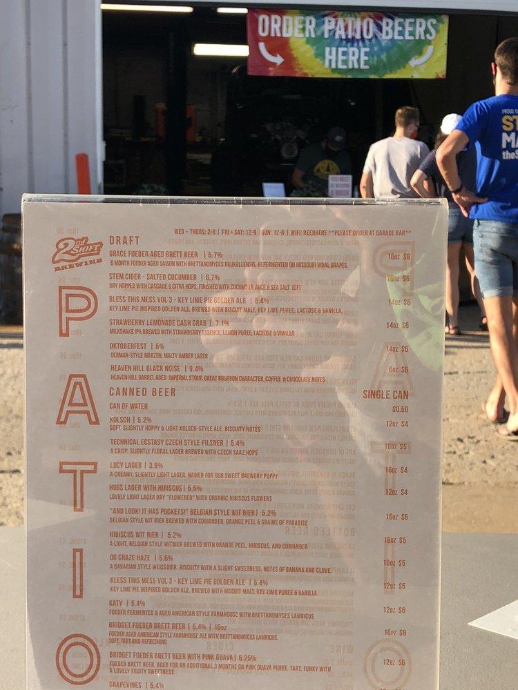 Menu at 2nd Shift Brewing, St. Louis