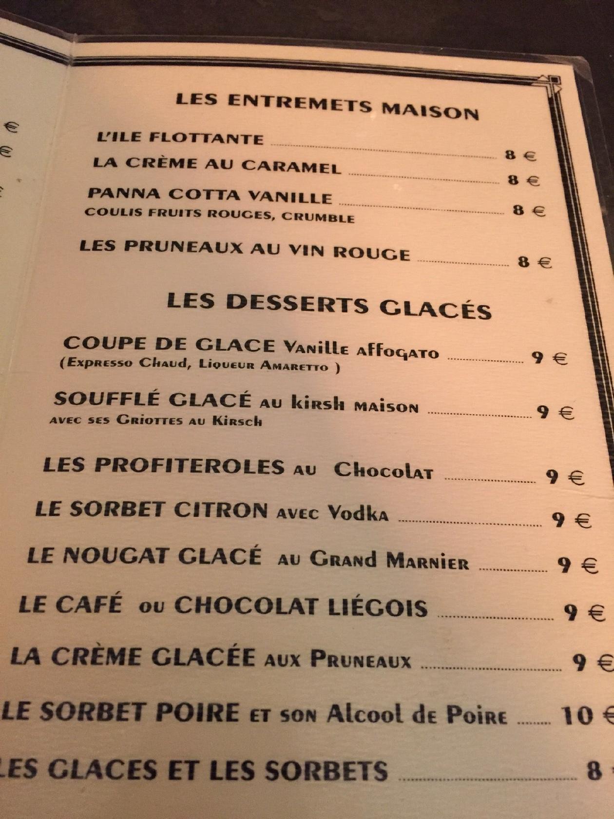 Menu au Le Caveau 30 restaurant, Cannes
