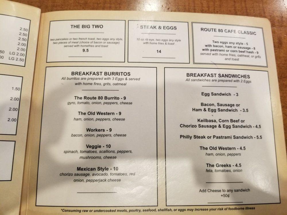 Menu at ROUTE 80 CAFE, East Haven