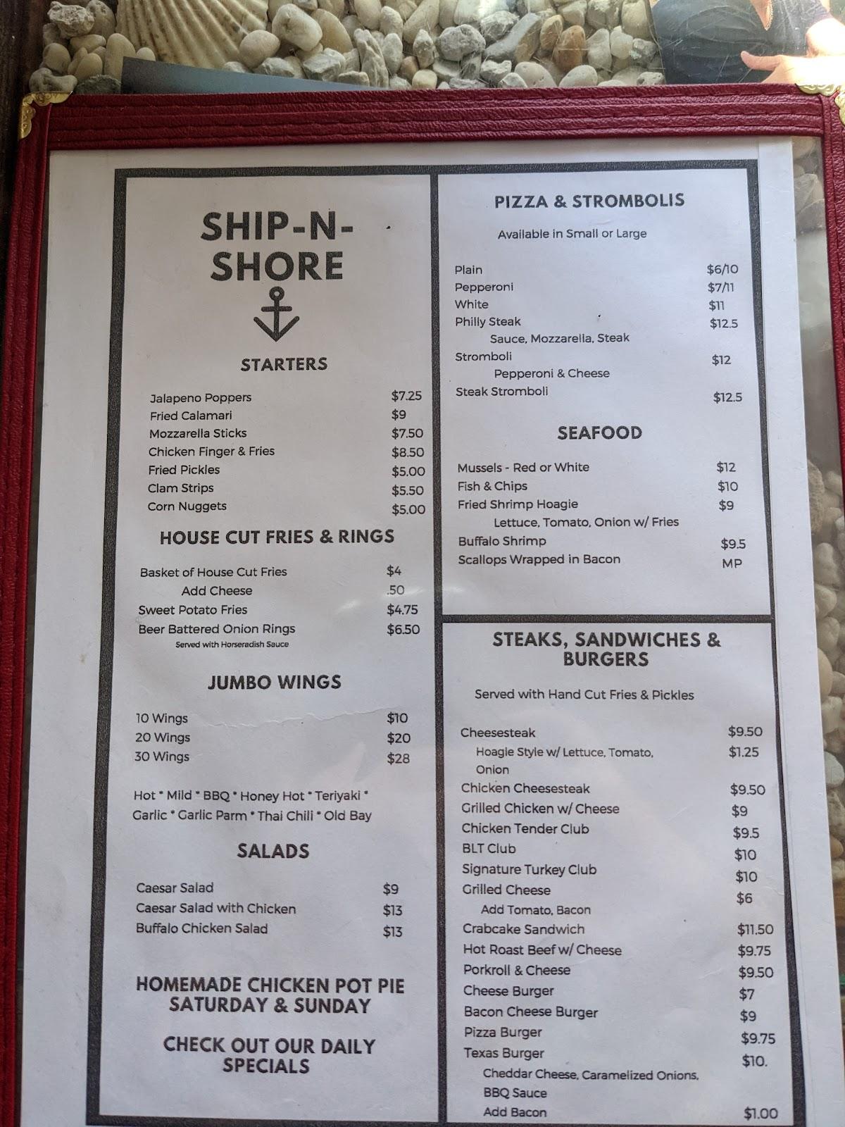 Menu at Ship 'N Shore Bar, Wildwood
