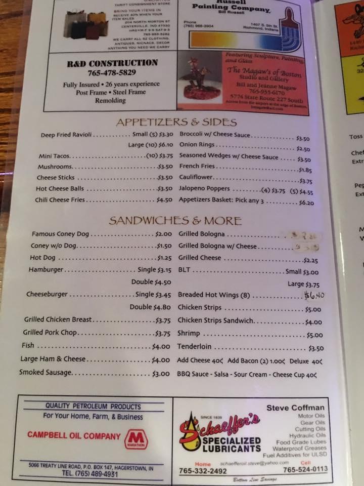 Menu at Coney Island Bar, Richmond