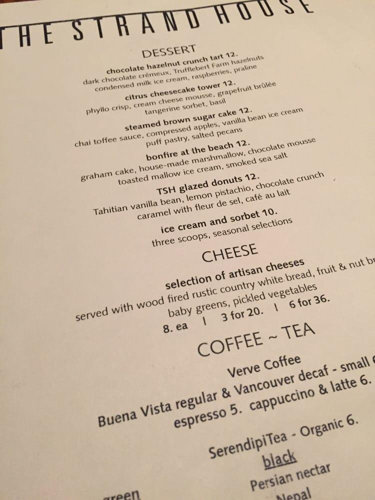 Menu at The Strand House pub & bar, Manhattan Beach