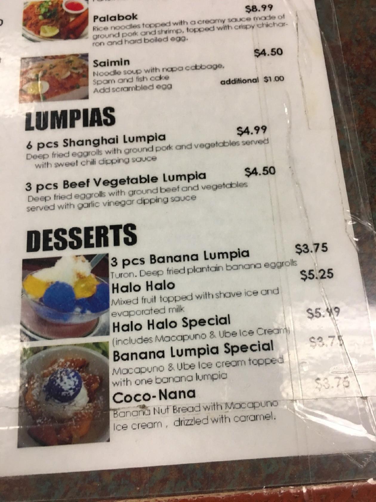 Menu at Thelma's Filipino Restaurant, Henderson, W Sunset Rd