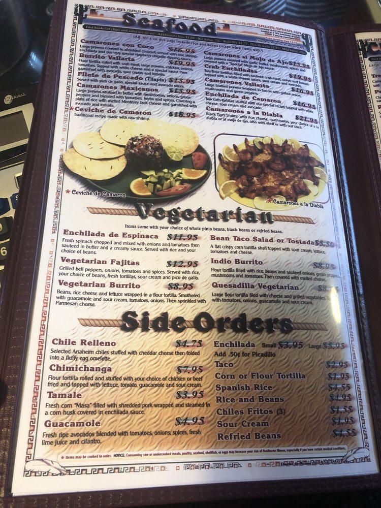 Menu at El Indio Mexican Restaurant, Portland, SE Stark St