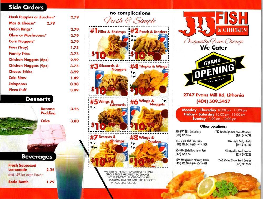 Menu at JJ Fish & Chicken restaurant, Stockbridge