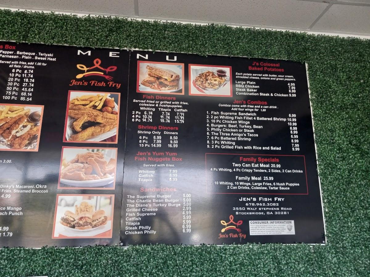 Carta del restaurante Jen's Fish Fry, Stockbridge