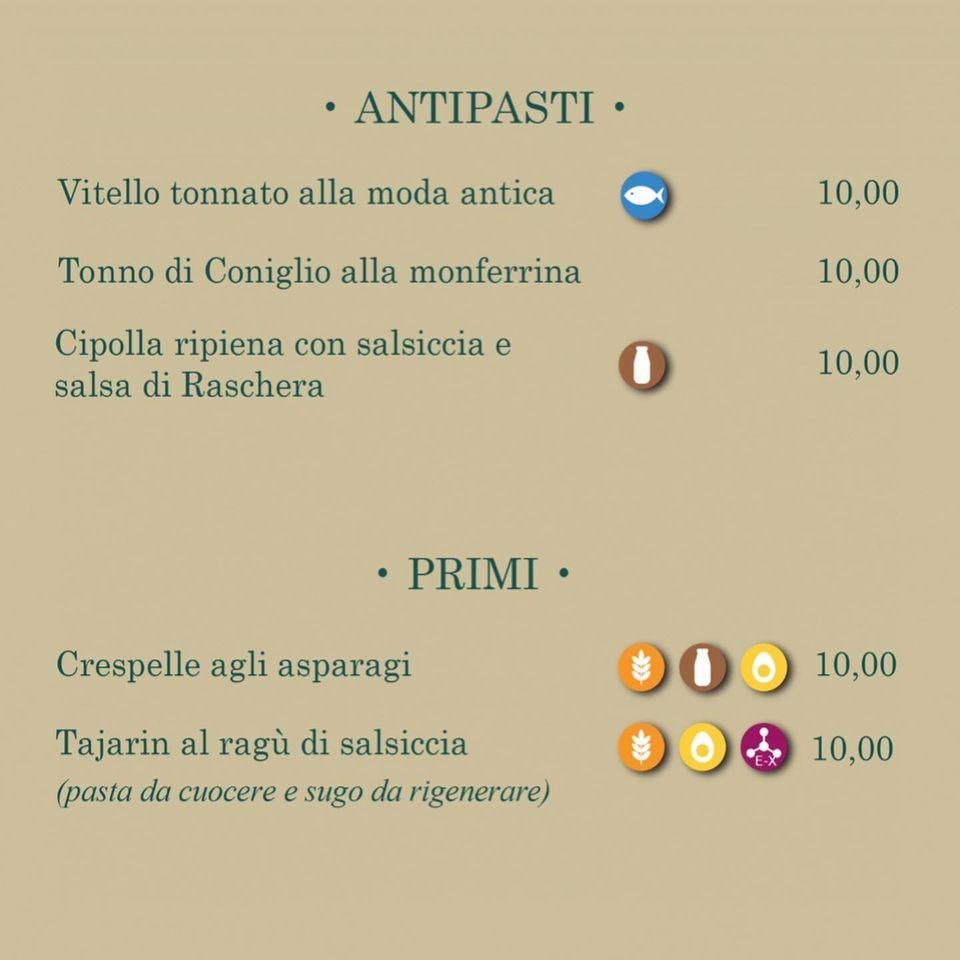 Menu da L'Acino ristorante, Torino, Via San Domenico