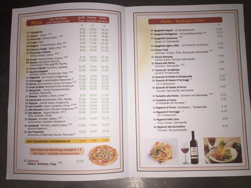 Speisekarte von La Sicilia in bocca restaurant, Stuttgart