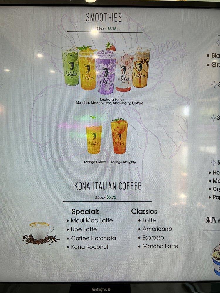 Menu at Lilikoi Boba, San Jose, Prospect Rd