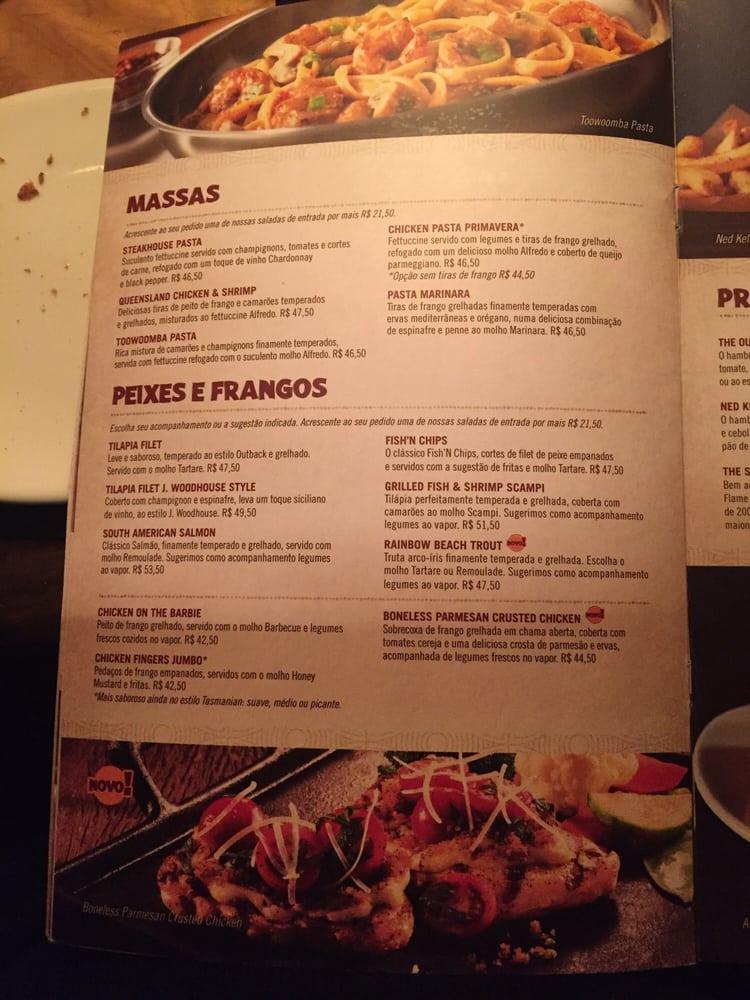 Menu em Outback Steakhouse, São José dos Campos, 9403 - JARDIM OSWALDO ...