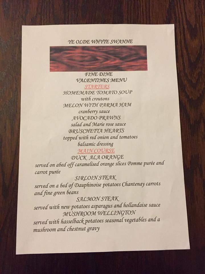 Menu at Ye Olde Whyte Swanne pub & bar, Louth