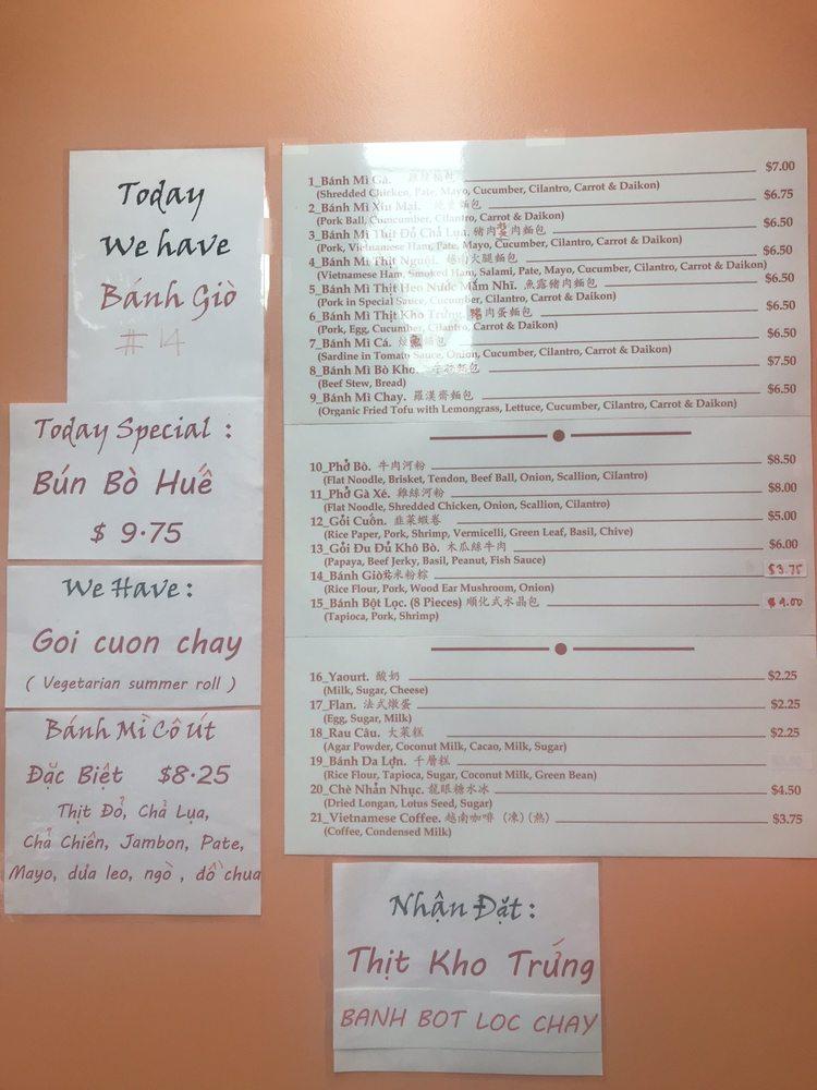 Menu at Banh Mi Co Ut restaurant, New York City