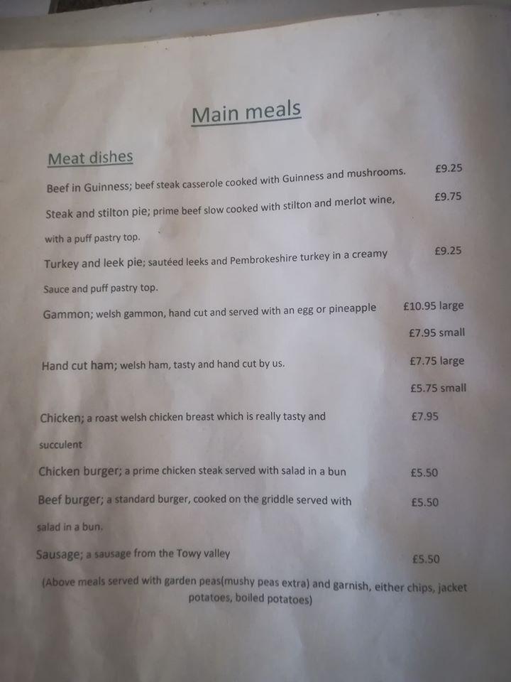 Menu at Ferry Cabin Cafe, Ferryside