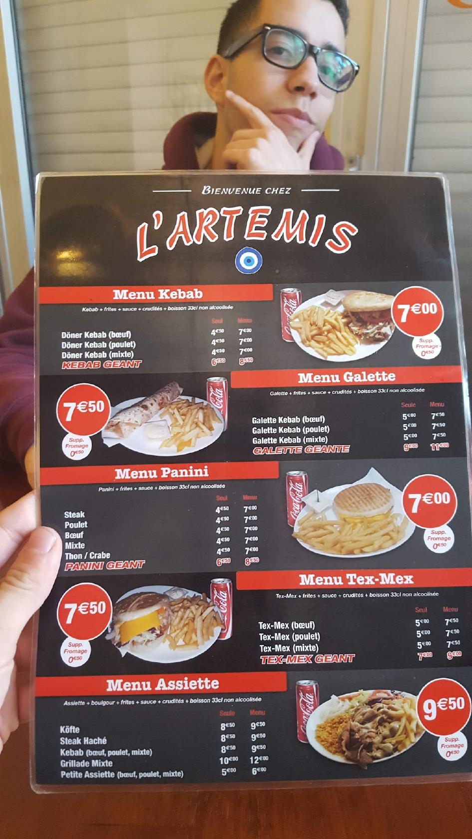 Carta de comida rápida L'Artemis, Armentières