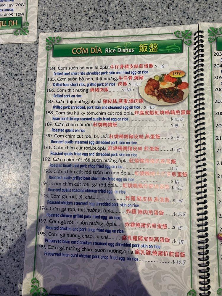 Menu at Pho Com Tam 168 Vietnamese Cuisines restaurant, Toronto ...