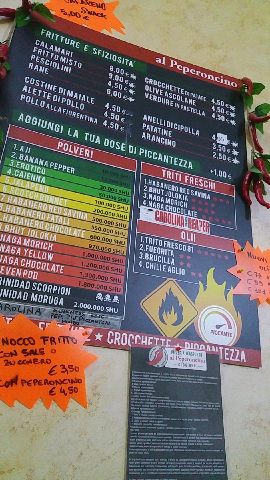 Menu at Al Peperoncino Pizzeria & StreetFood, Cuggiono