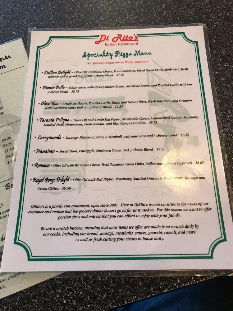 Menu at DiRito’s Italian Restaurant, Cañon City