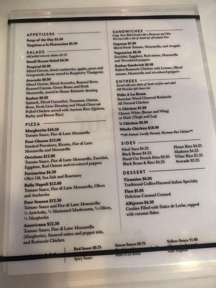Menu at Embur Fire Fusion desserts, Greensboro