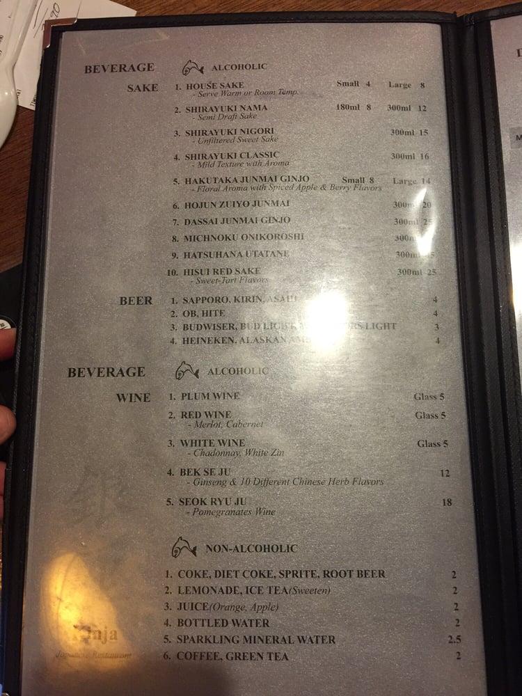 Menu at Kinja Japanese Restaurant, Yelm