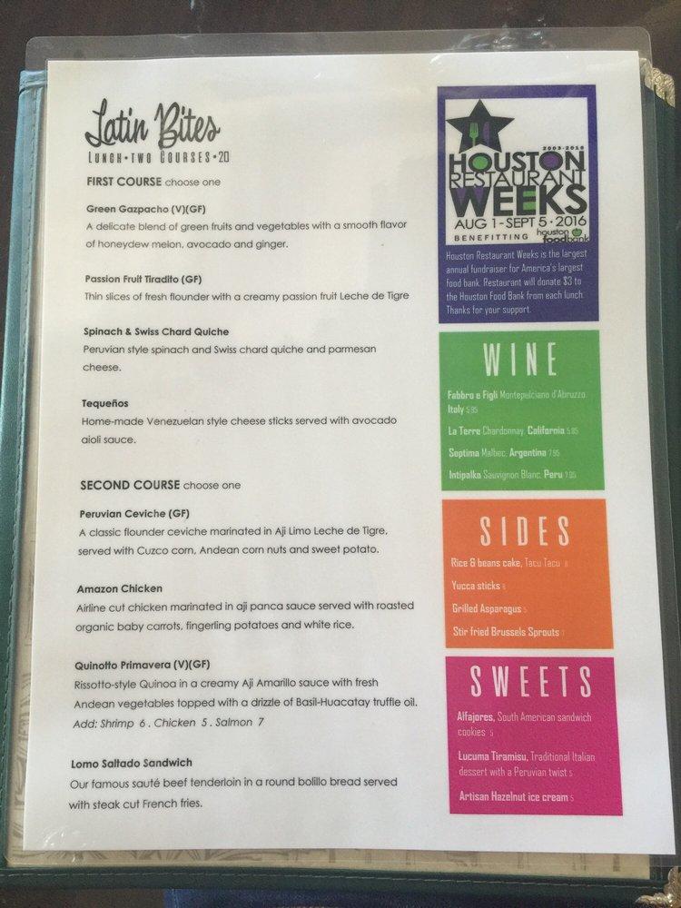 Menu at Latin Bites restaurant, Houston