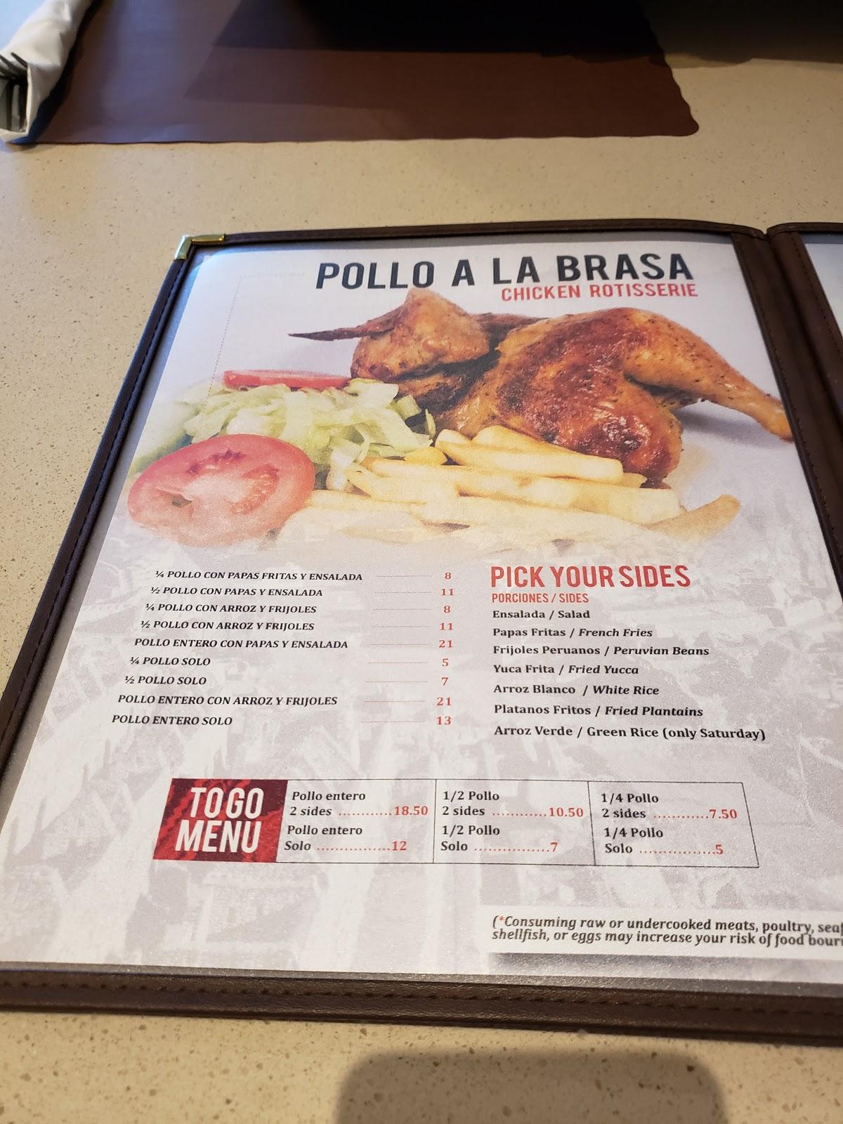 Menu at Peru Chicken Restaurant, Las Vegas
