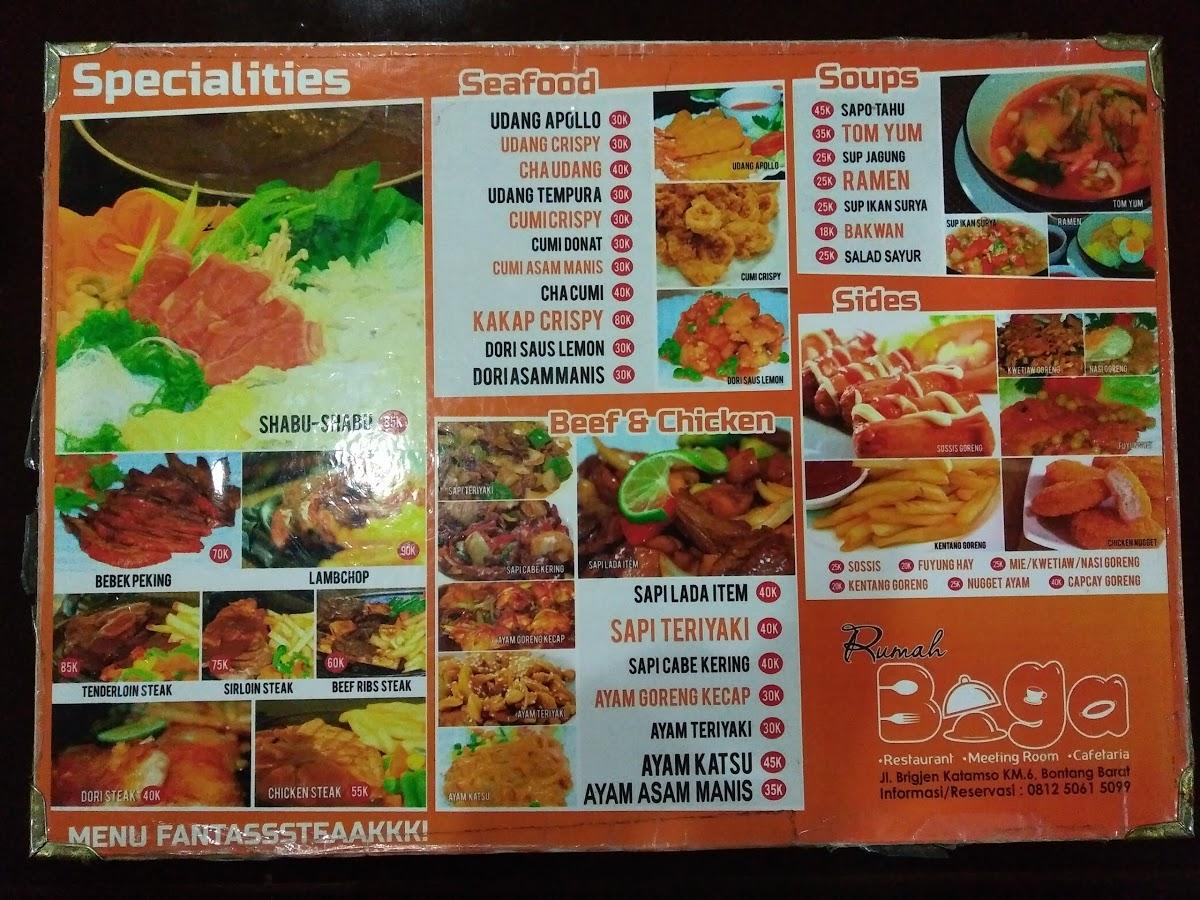 Menu at Rumah Boga restaurant, Bontang