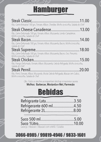 Menu at Steak Burger - Hamburgeria Delivery cafeteria, Serra