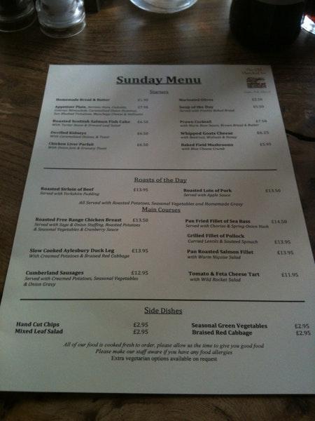 Menu at The Old Thatched Inn pub & bar, Adstock