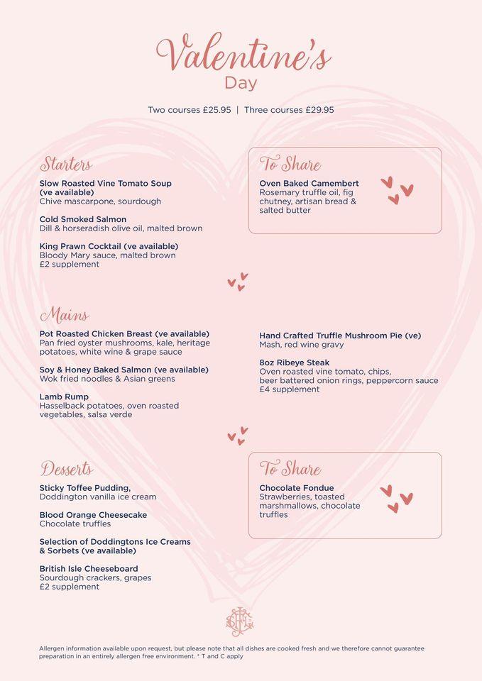 Menu at The Ridley Arms restaurant, Stannington