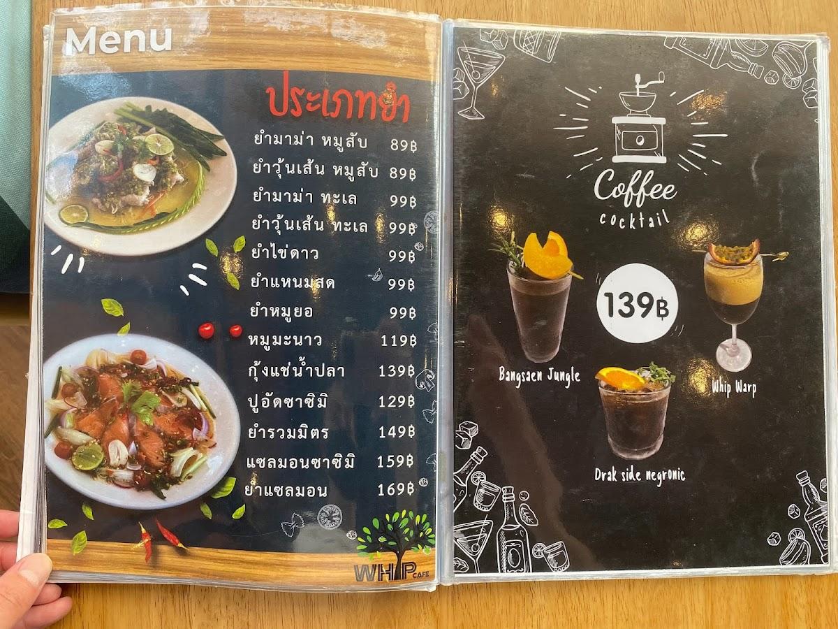 Menu at Whip Cafe Bang Saen, Ban Puek