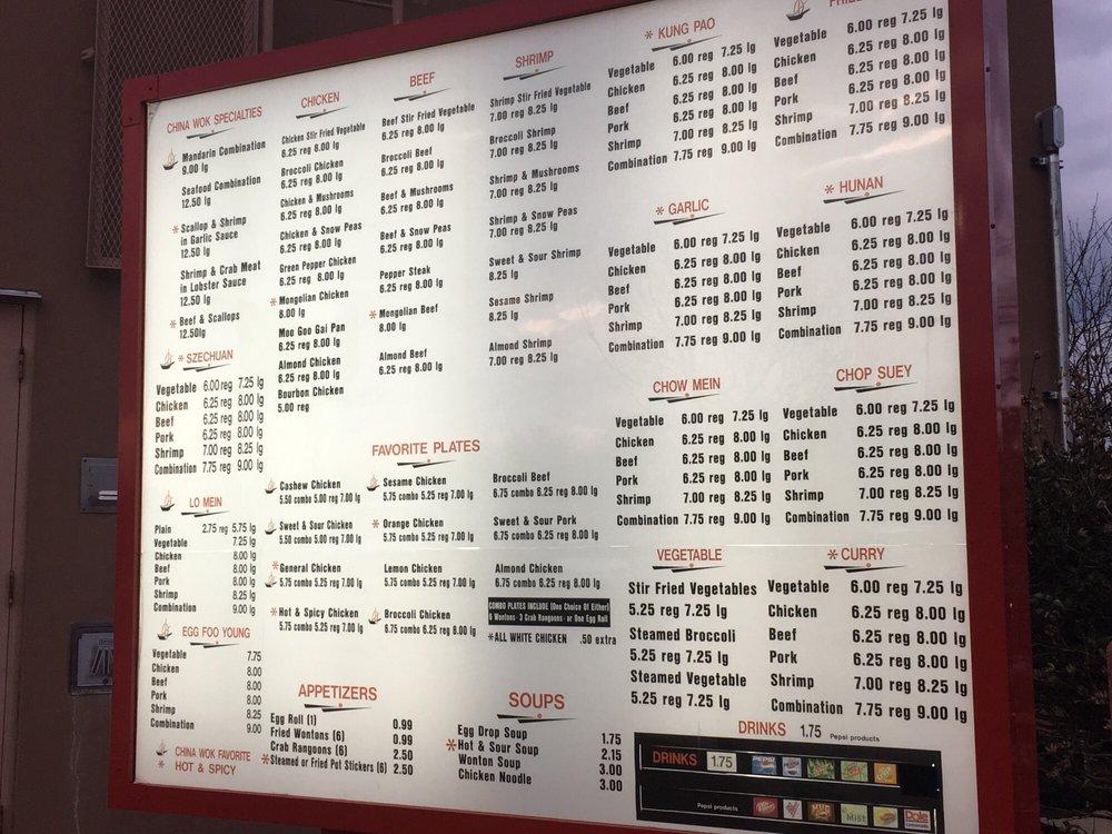 Menu at China Wok restaurant, Springfield, 334 N West Bypass