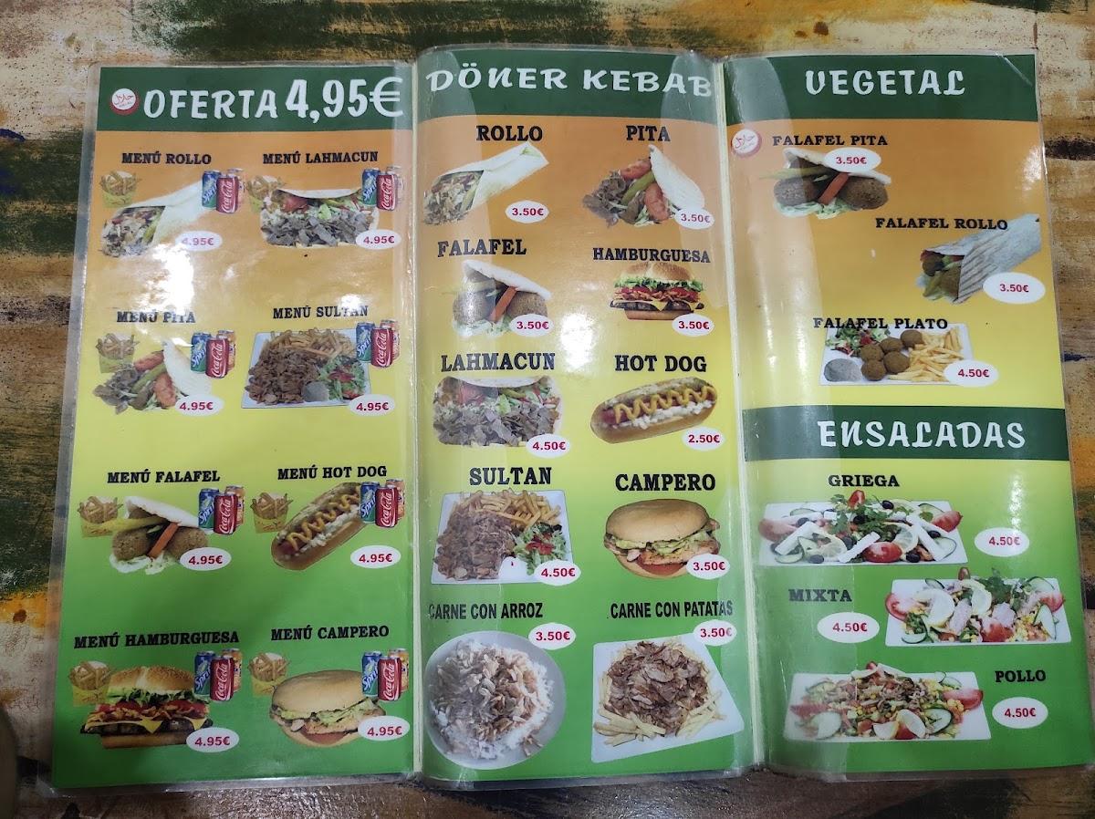 Carta del restaurante Kebab ala turca málaga huelin, Málaga