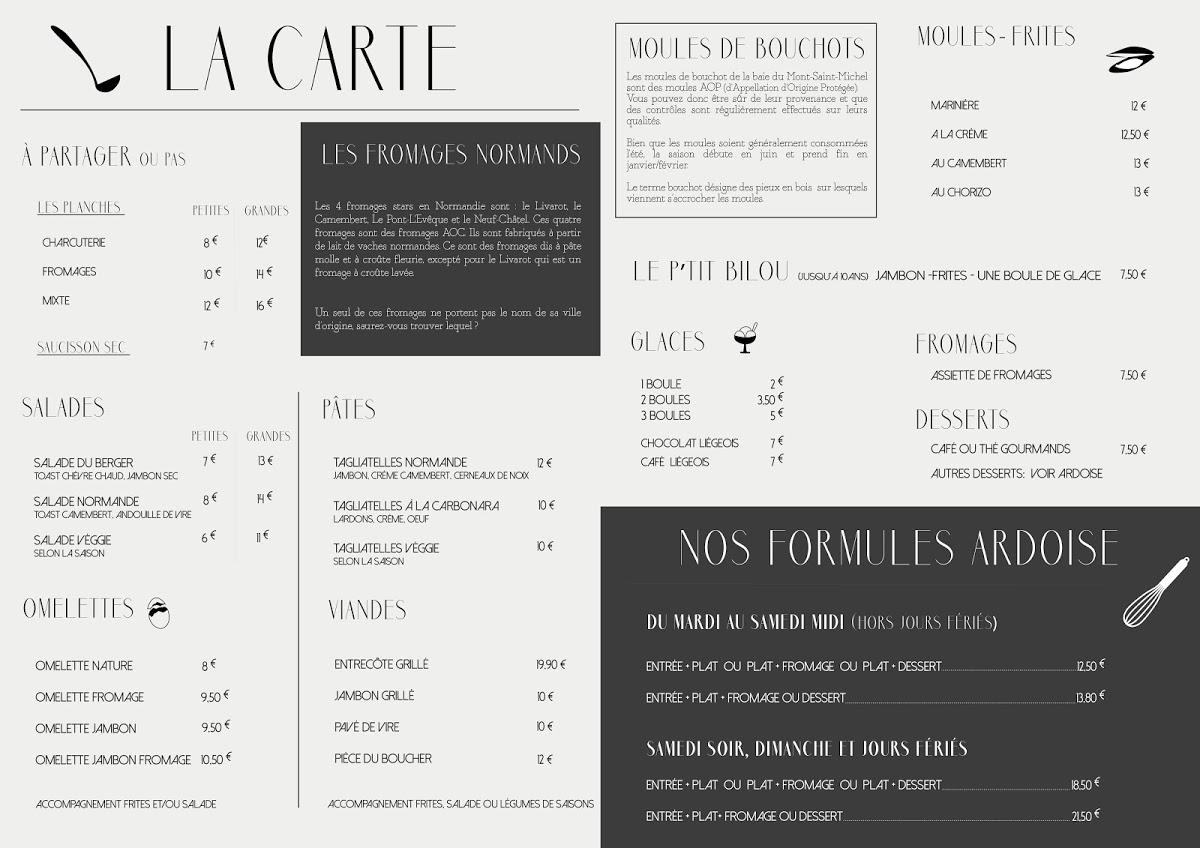 Menu at L'Authentique restaurant, Pontorson