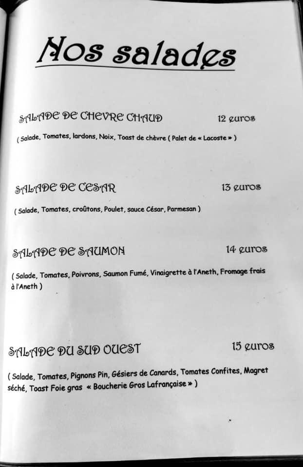 Menu at La Source restaurant, Cazes-Mondenard
