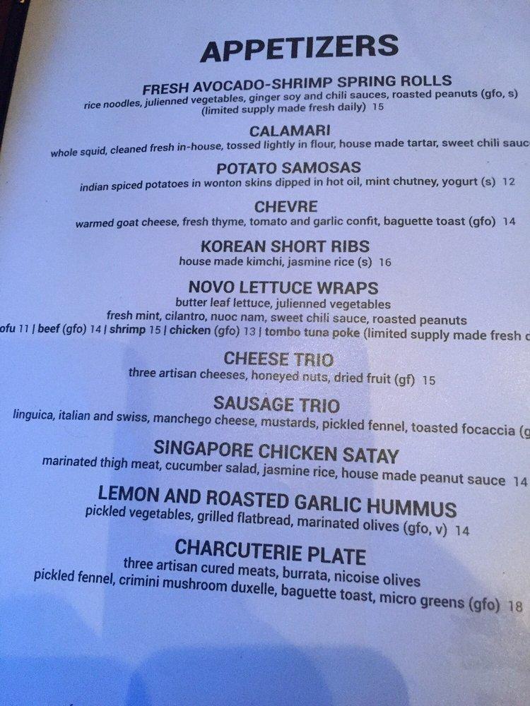 Menu at Novo pub & bar, San Luis Obispo