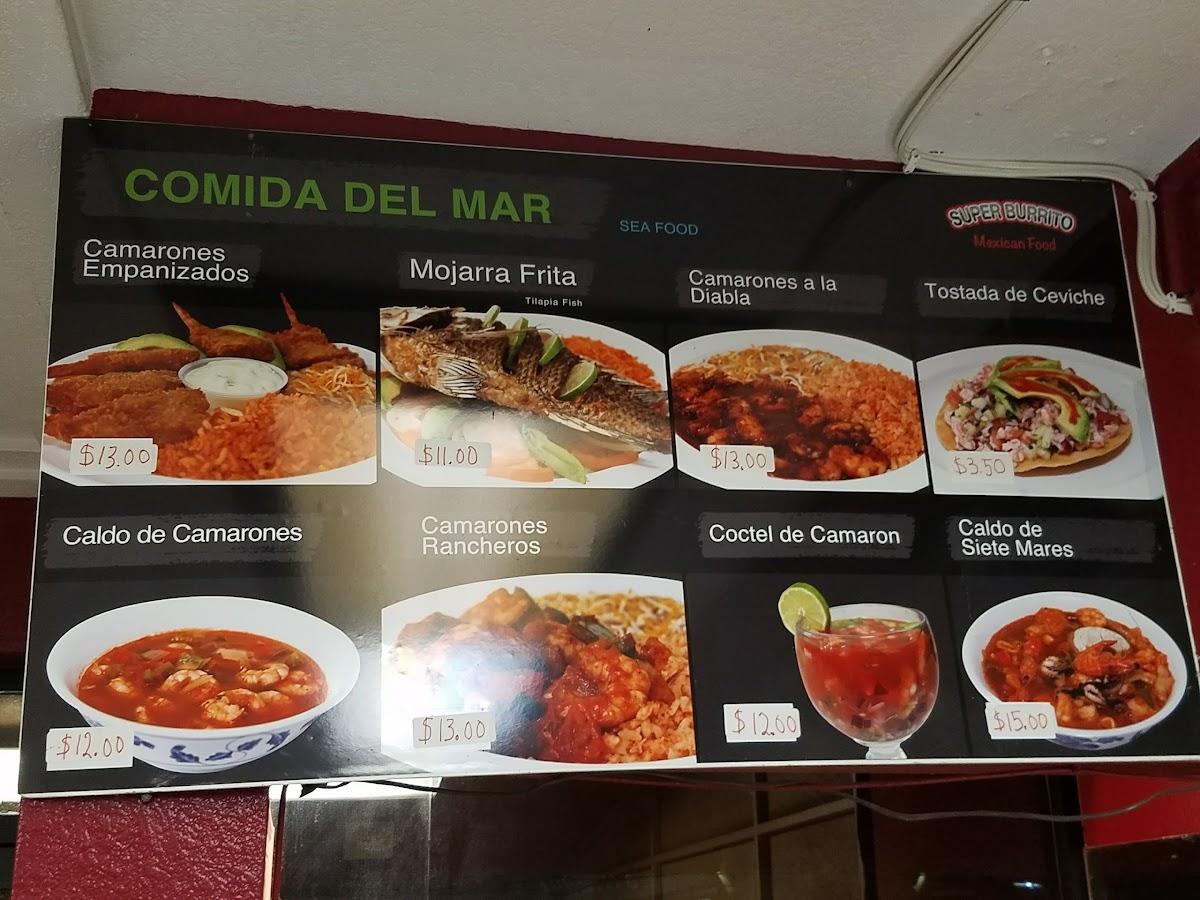Menu at Super Burrito Mexican Food restaurant, Scottsdale