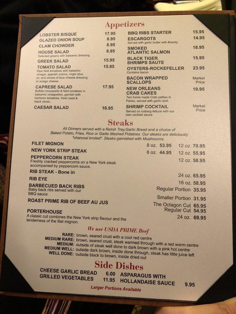 Menu au The Octagon restaurant à viande, Markham, Yonge St null
