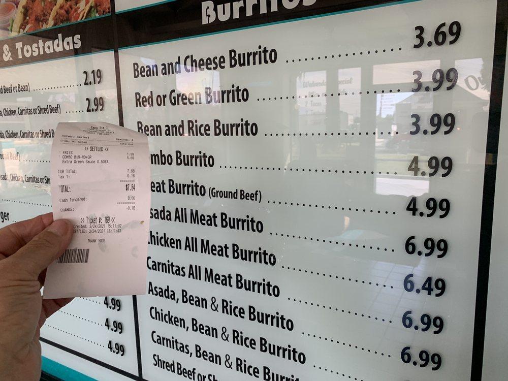 Menu at Taco Tia restaurant, Redlands, Orange St