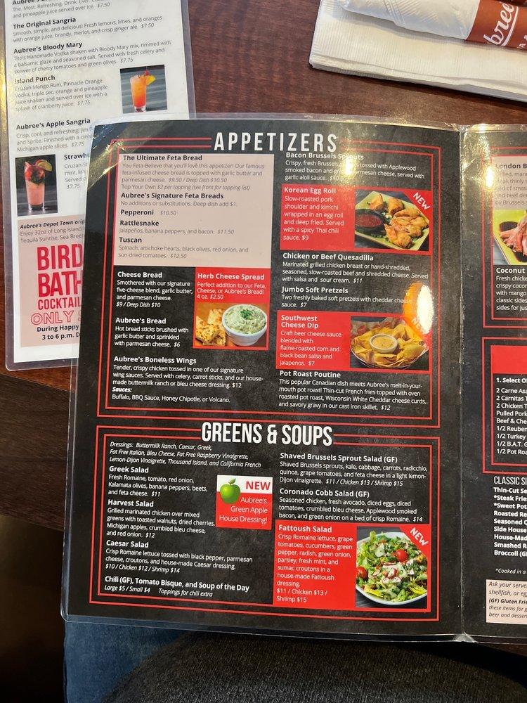 Menu at Aubree's Pizza pizzeria, Grand Blanc