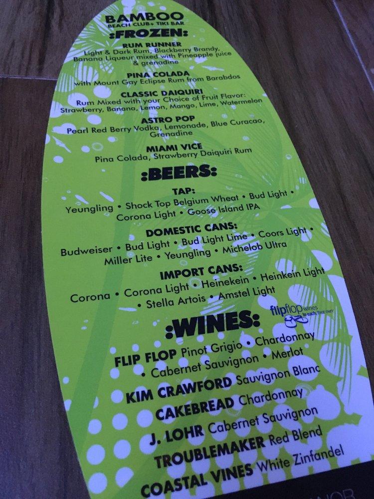 Menu at Bamboo Beach Tiki Bar & Cafe, Fort Lauderdale