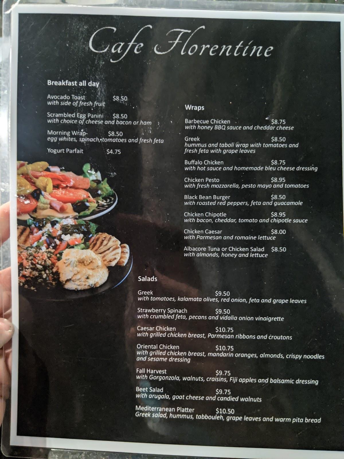 Menu at Cafe Florentine, New Hartford, Clinton St